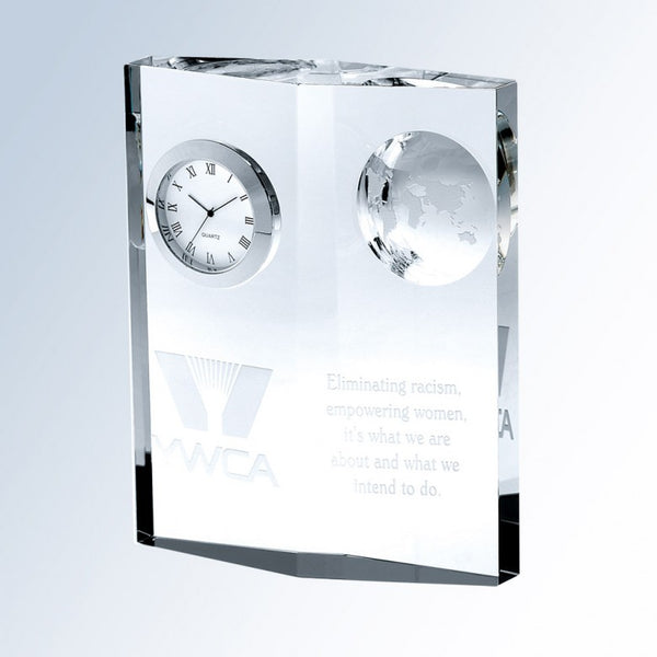 Globe Plaque Clock | Crystal Clock Award